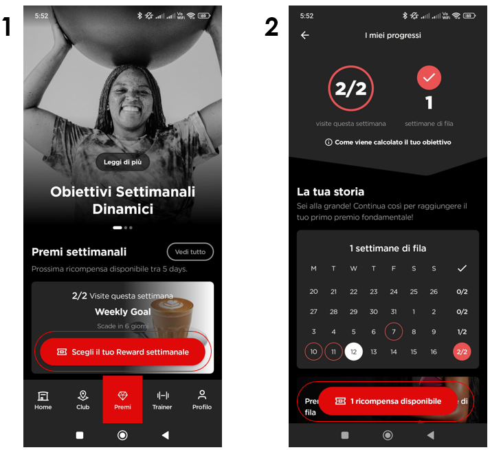 How can I redeem my weekly rewards (weekly goal)? – Virgin Active Italia
